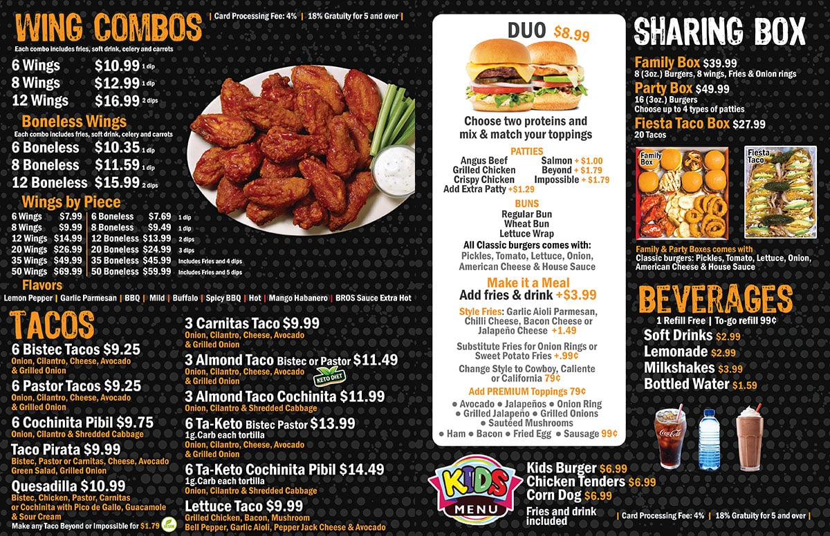 Bros Craft Burger - Los Fresnos Texas - Burgers Tacos Wings and Beers